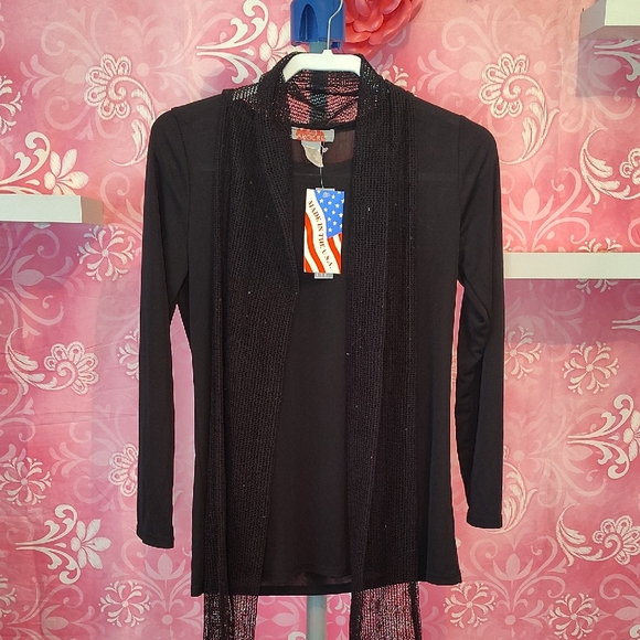Carol Rose | Tops | Carol Rose Chic Black Long Sleeve Tee With Sequin ...